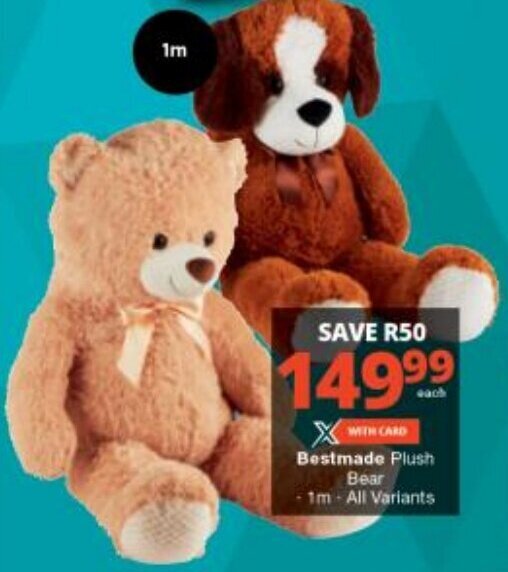 Bestmade Plush Bear - 1m - All Variants offer at Checkers