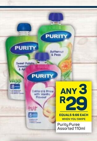 Purity Puree Assorted 110ml offer at Pick n Pay