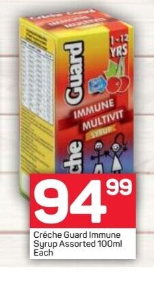 Creche Guard Immune Syrup Assorted 100ml each offer at Pick n Pay