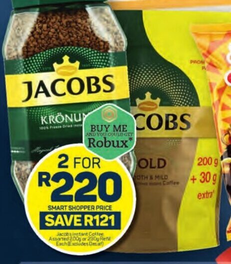 Jacobs Instant Coffee Assorted 200g or 230g Refill Each (Excludes Decaf ...