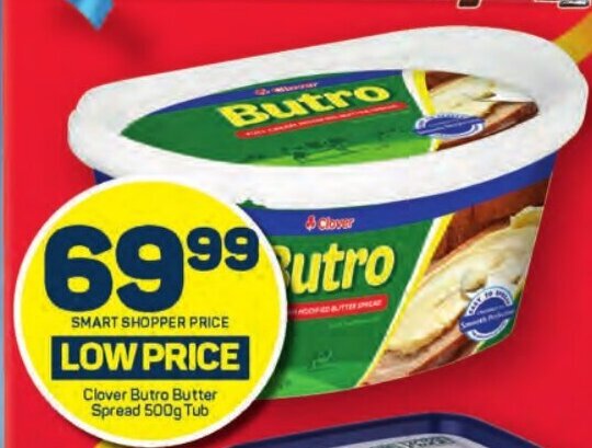 Clover Butro Butter Spread 500g Tub offer at Pick n Pay