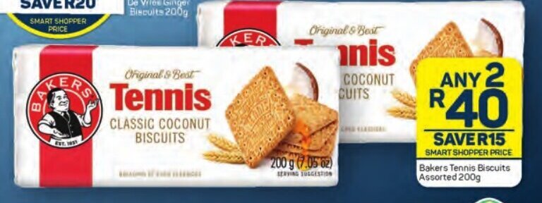 Bakers Tennis Biscuits Assorted 200g offer at Pick n Pay