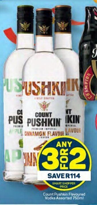 Count Pushkin Flavoured Vodka Assorted 750ml offer at Pick n Pay