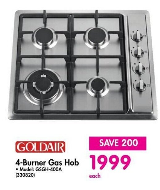 GOLDAIR 4-Burner Gas Hob offer at Makro