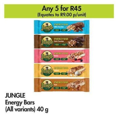 JUNGLE Energy Bars (All variants) 40 g offer at Makro