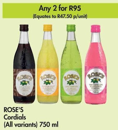 ROSE'S Cordials (All variants) 750 ml offer at Makro
