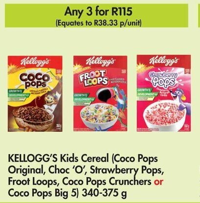 KELLOGG'S Kids Cereal (Coco Pops Original, Choc 'O', Strawberry Pops ...