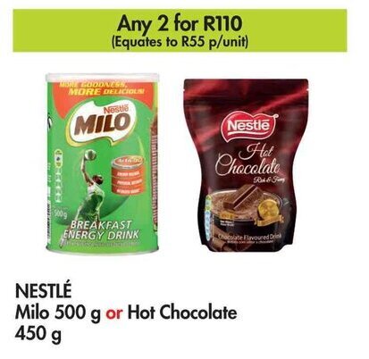 NESTLÉ Milo 500 g or Hot Chocolate 450g offer at Makro