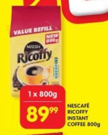 NESCAFÉ RICOFFY INSTANT COFFEE 800g offer at Shoprite
