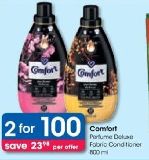 Comfort Perfume Deluxe Fabric Conditioner 800 ml offer at Clicks
