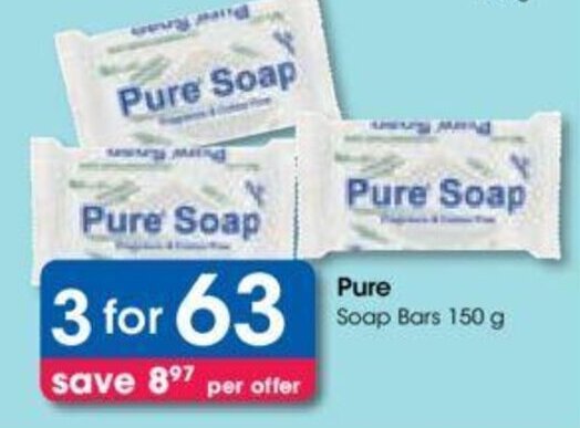 Pure Soap Bars 150 g offer at Clicks