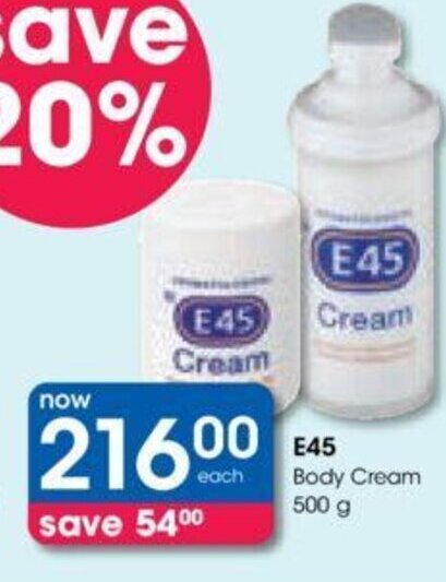 E45 Body Cream 500 g offer at Clicks