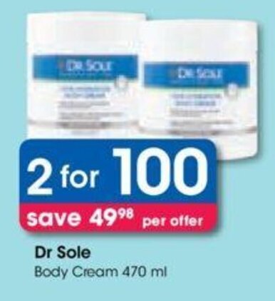 Dr Sole Body Cream 470 ml offer at Clicks
