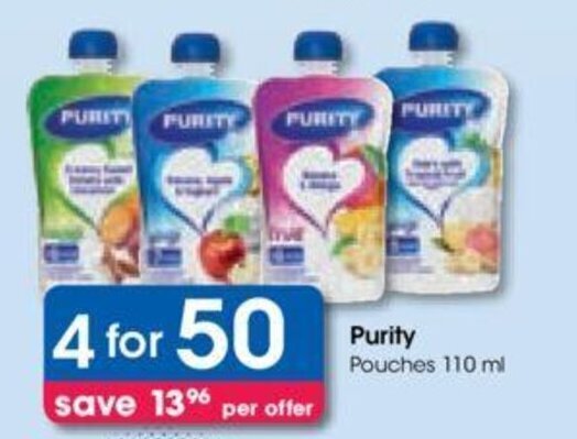 Purity Pouches 110 ml offer at Clicks