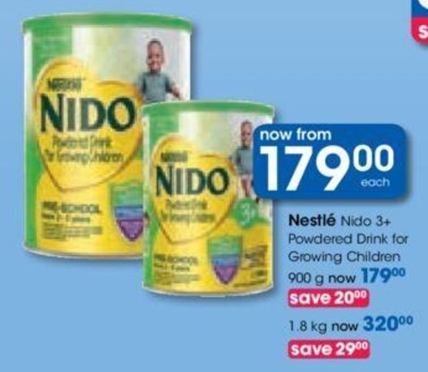 Nestlé Nido 3+ Powdered Drink for Growing Children offer at Clicks