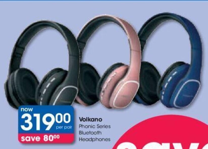 Volkano pair Phonic Series Bluetooth Headphones offer at Clicks