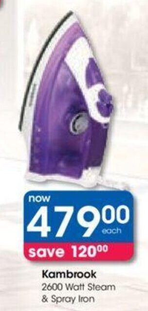 Kambrook 2600 Watt Steam & Spray Iron offer at Clicks