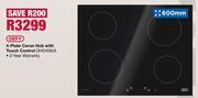 Defy 600mm 4 plate ceran hob with touch control dhd406/a offer at OK ...