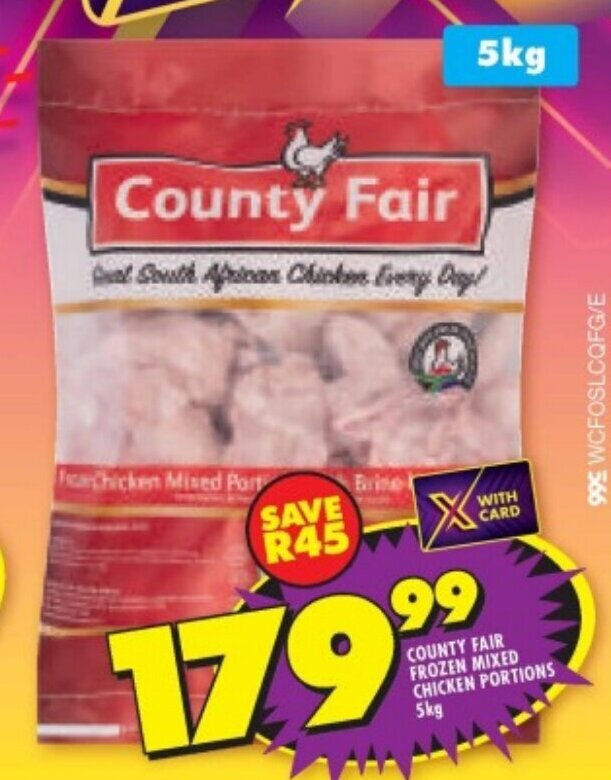 COUNTY FAIR FROZEN MIXED CHICKEN PORTIONS 5kg offer at Shoprite