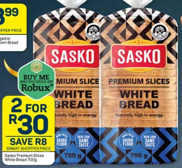 Sasko Premium Slices White Bread 700g offer at Pick n Pay