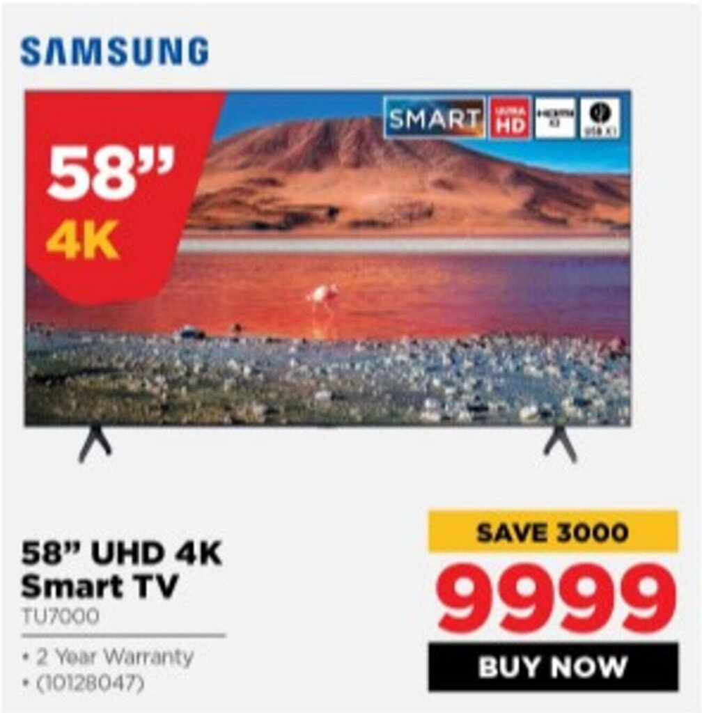 Samsung 58" UHD 4K Smart TV offer at HiFi Corp