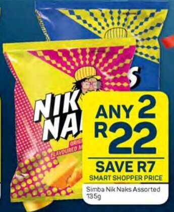 Simba Nik Naks Assorted 135g offer at Pick n Pay