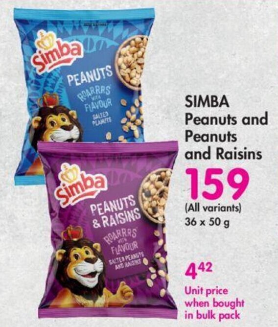 SIMBA Peanuts and Peanuts and Raisins offer at Makro