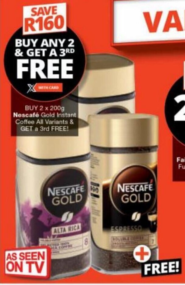 BUY 2 x 200g Nescafé Gold Instant Coffee All Variants & GET a 3rd FREE ...
