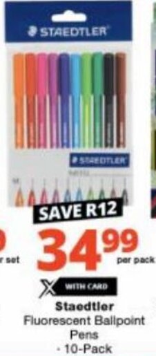 Staedtler Fluorescent Ballpoint Pens 10-Pack offer at Checkers