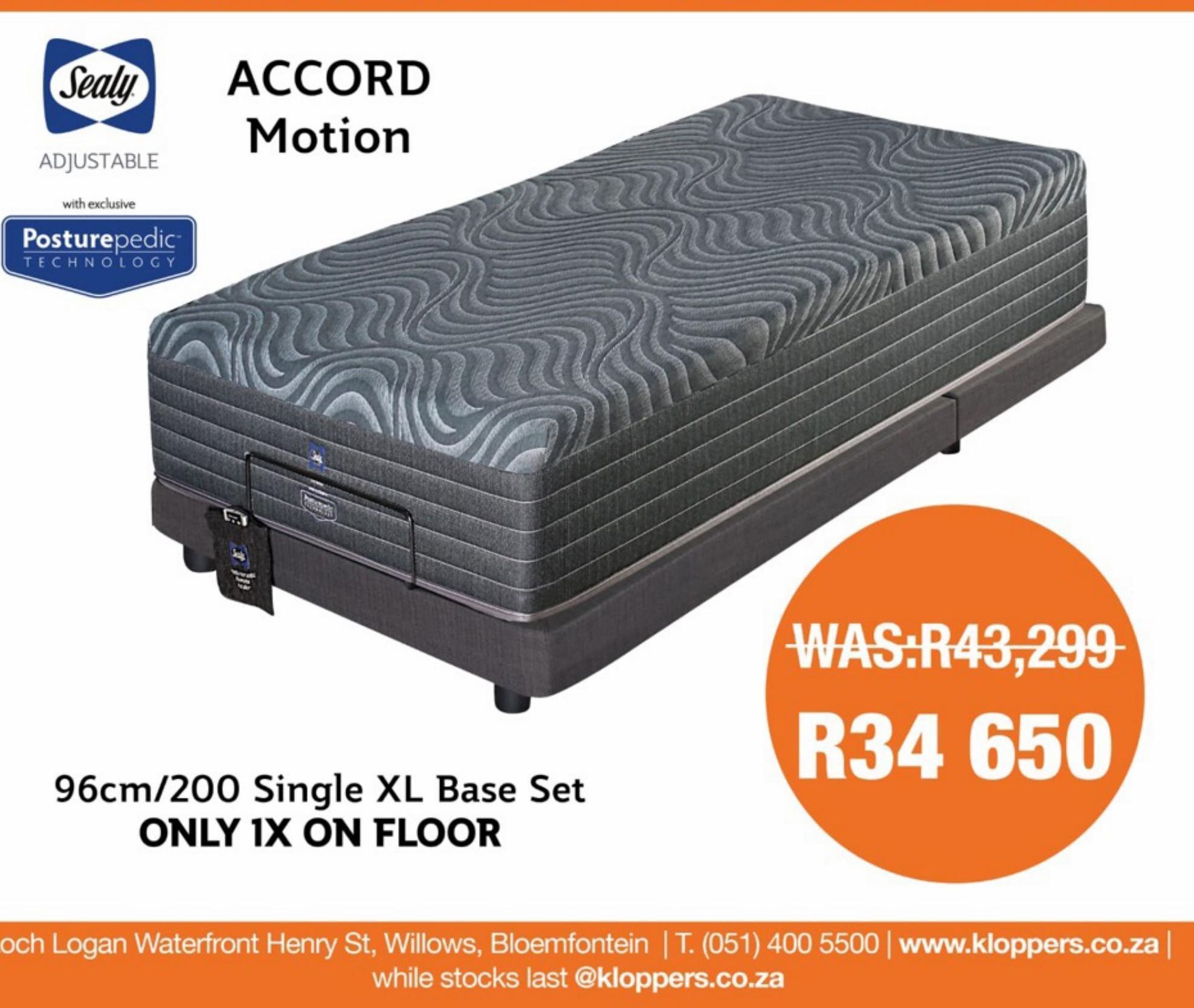 96cm/200 single xl base set offer at Kloppers