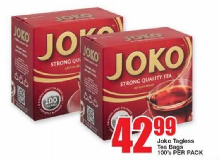 Joko Tagless Tea Bags 100's PER PACK offer at Sentra