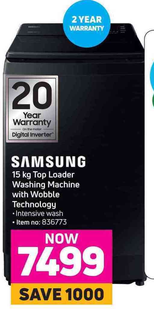 Samsung 15kg top loader washing machine with wobble technology offer at ...