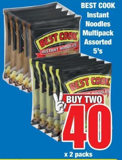 BEST COOK INSTANT NOODLES MULTIPACK ASSORTED 5's offer at Boxer