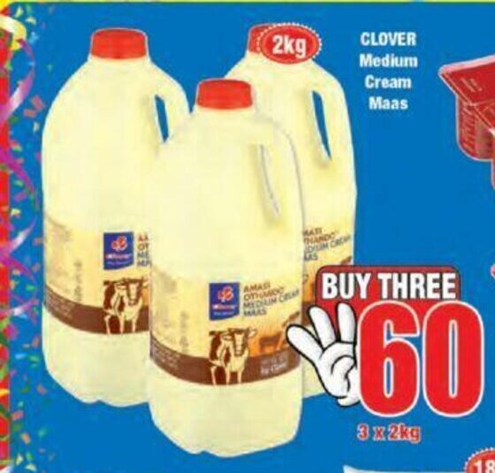 Clover Medium Cream Maas 3x2kg offer at Boxer