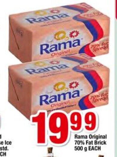 Rama Original 70% Fat Brick 500g each offer at OK Foods