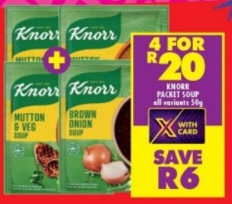 KNORR PACKET SOUP all variants 50g offer at Shoprite