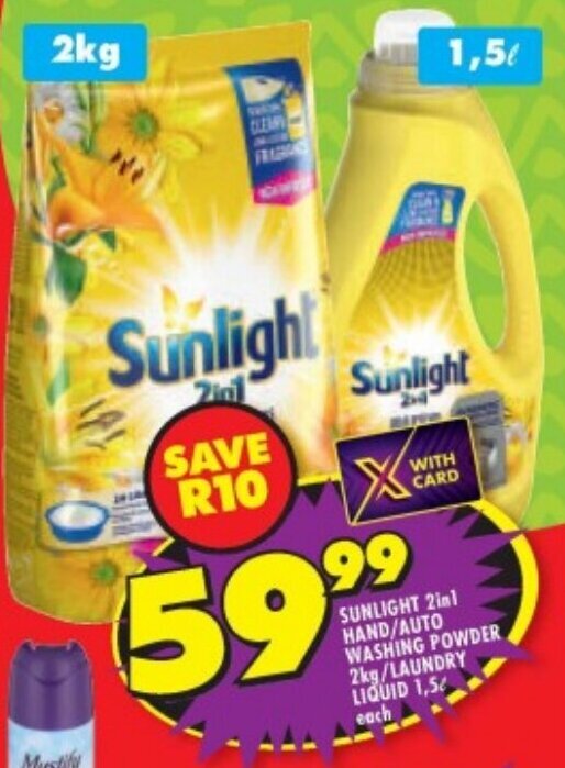 SUNLIGHT 2in1 HAND/AUTO WASHING POWDER 2kg/LAUNDRY LIQUID 1,5L each ...