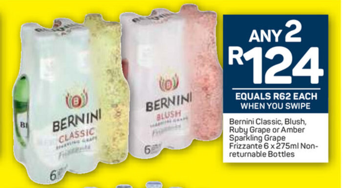 Bernini Classic, Blush, Ruby Grape or Amber Sparkling Grape Frizzante ...