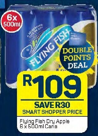 Flying Fish Dry Apple 6x 500ml Cans offer at Pick n Pay