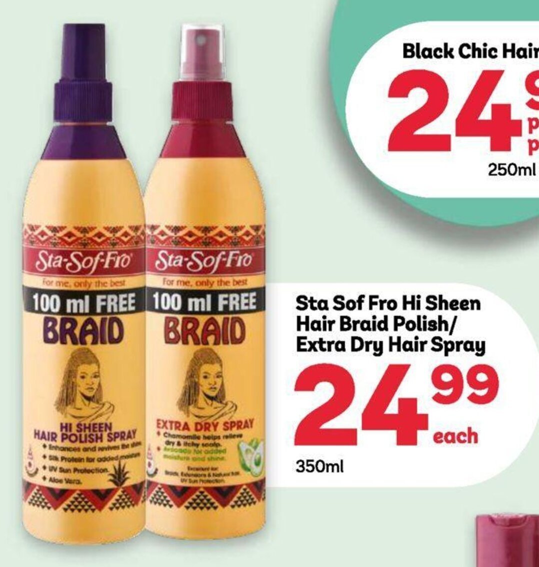 Sta Sof Fro Hi Sheen Hair Braid Polish Extra Dry Hair Spray Offer At Pep