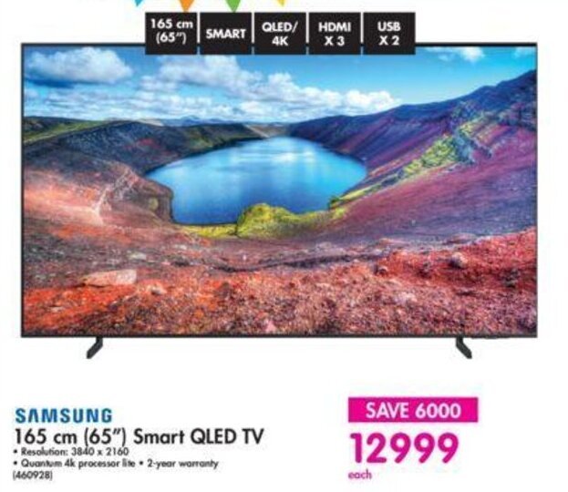 SAMSUNG 165 cm (65") Smart QLED TV offer at Makro