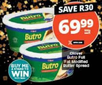 Clover Butro Full Fat Modified Butro Butter Spread offer at Checkers