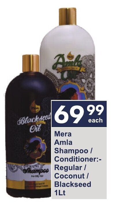Mera Amla Shampoo / Conditioner:- Regular / Coconut / Blackseed 1Lt ...