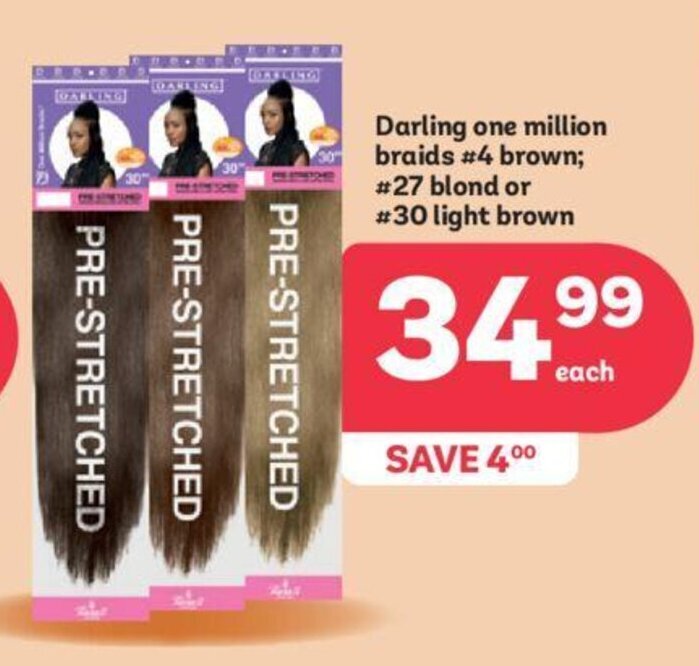Darling one million braids #4 brown; #27 blond or #30 light brown offer ...