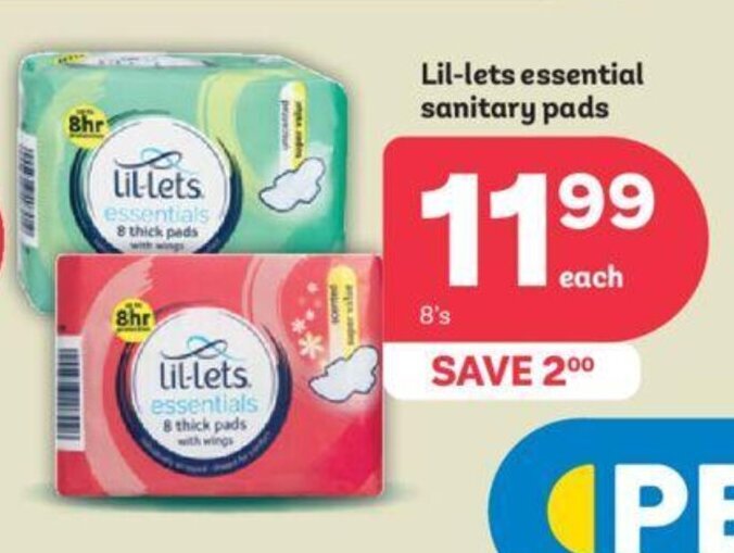 Lil-lets essential sanitary pads offer at PEP