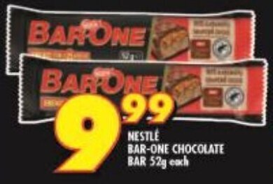 NESTLE BAR-ONE CHOCOLATE BAR 52g each offer at Shoprite
