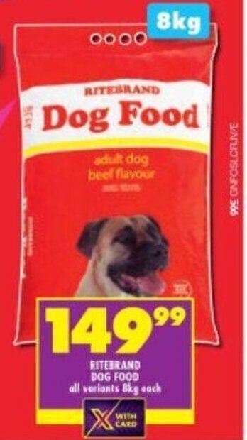 RITEBRAND DOG FOOD all variants 8kg each offer at Shoprite