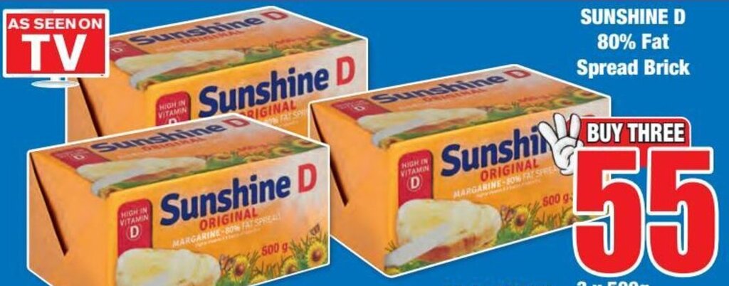 SUNSHINE D 80% Fat Spread Brick offer at Boxer