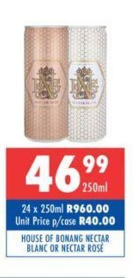 House of Bonang Nectar Blanc or Nectar Rose 250ml offer at Ultra Liquors