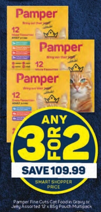 Pamper Fine Cuts Cat Food in Gravy or Jelly Assorted 12 x 85g Pouch ...
